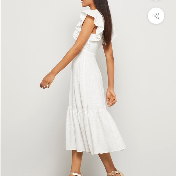 BCBGMaxAzria | Dresses | Bcbg Ruffle Midi Dress White Bridal Dress ...